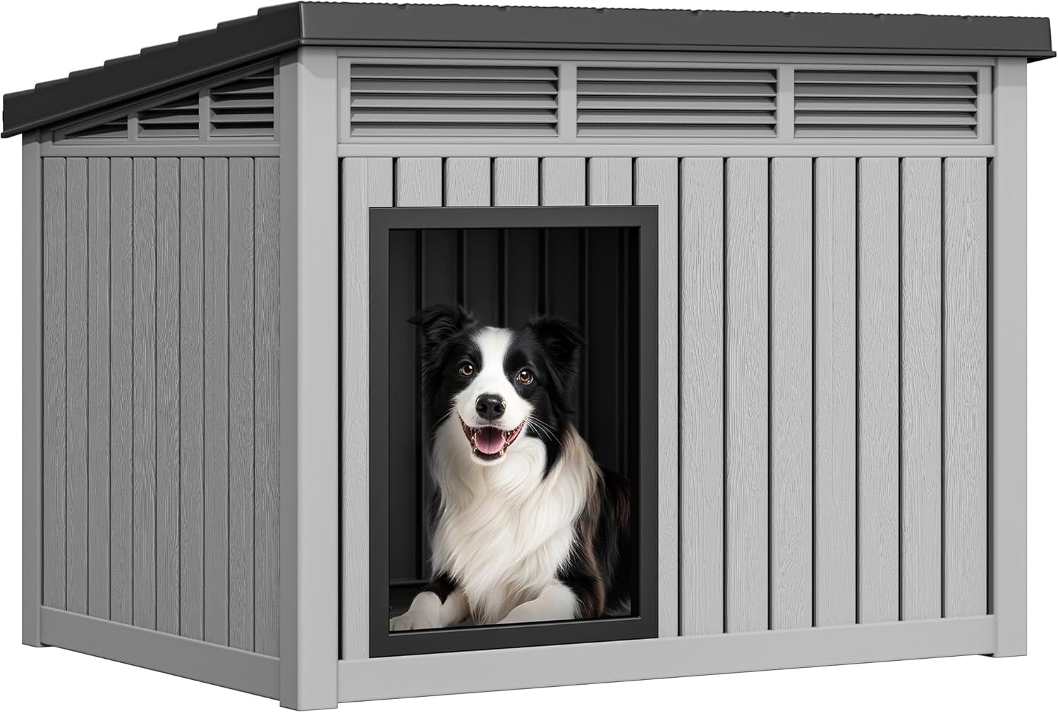 GREOKL Plastic Dog Crate/House, Indoor & Outdoor Dog Kennel with Lift ...