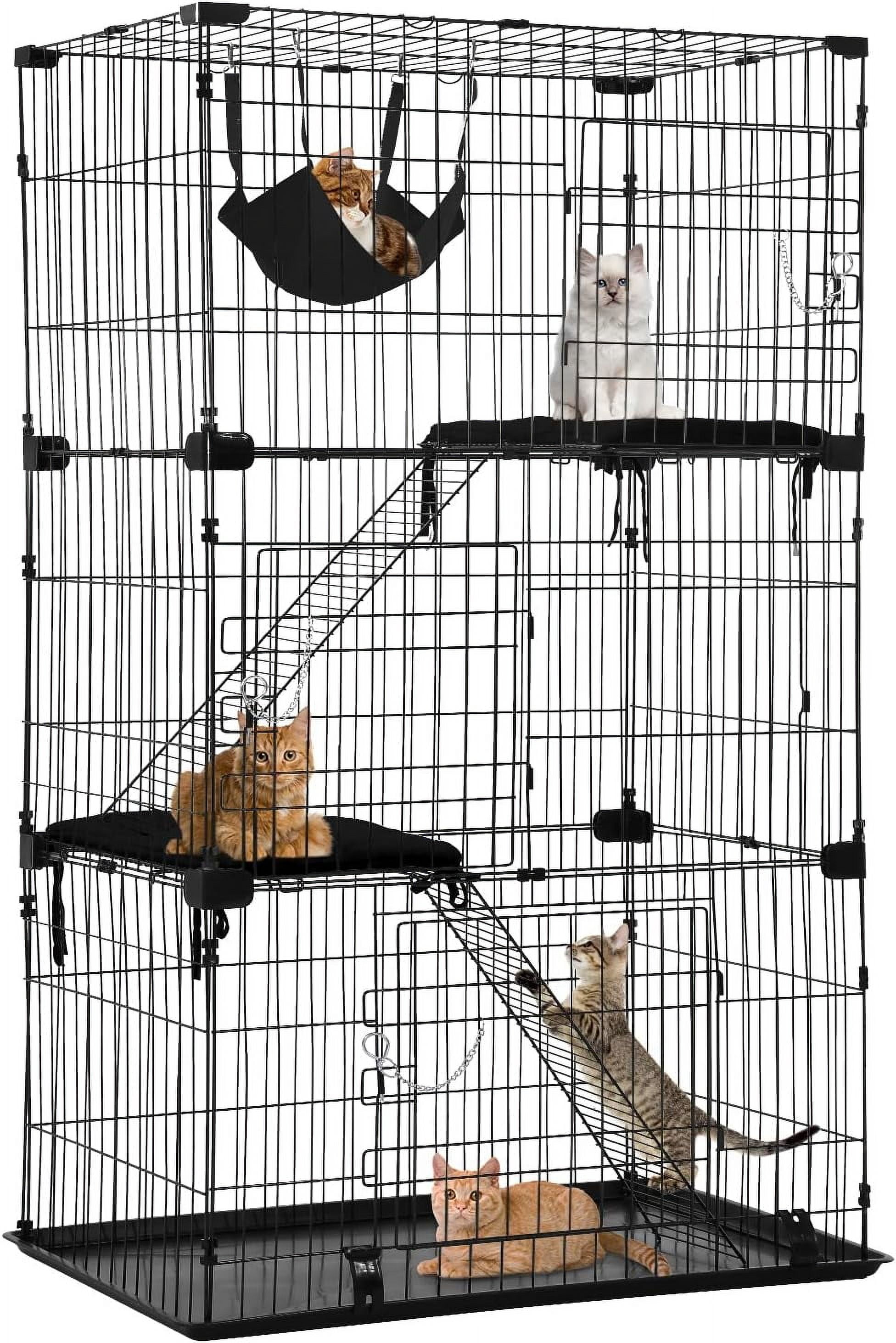 GREOKL Purrfect Paradise for Cats Extra - Large 67 - Inch Cat Crate & Playpen Boasts 3 ...