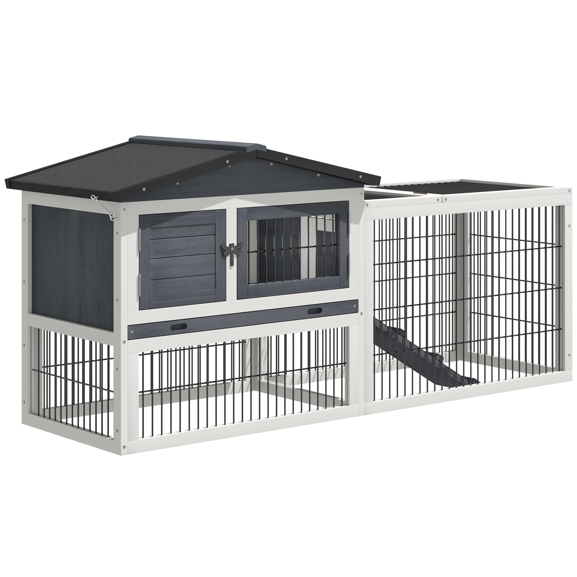 GREOKL Rabbit Hutch Indoor&Outdoor Wooden Rabbit House Small Animal ...
