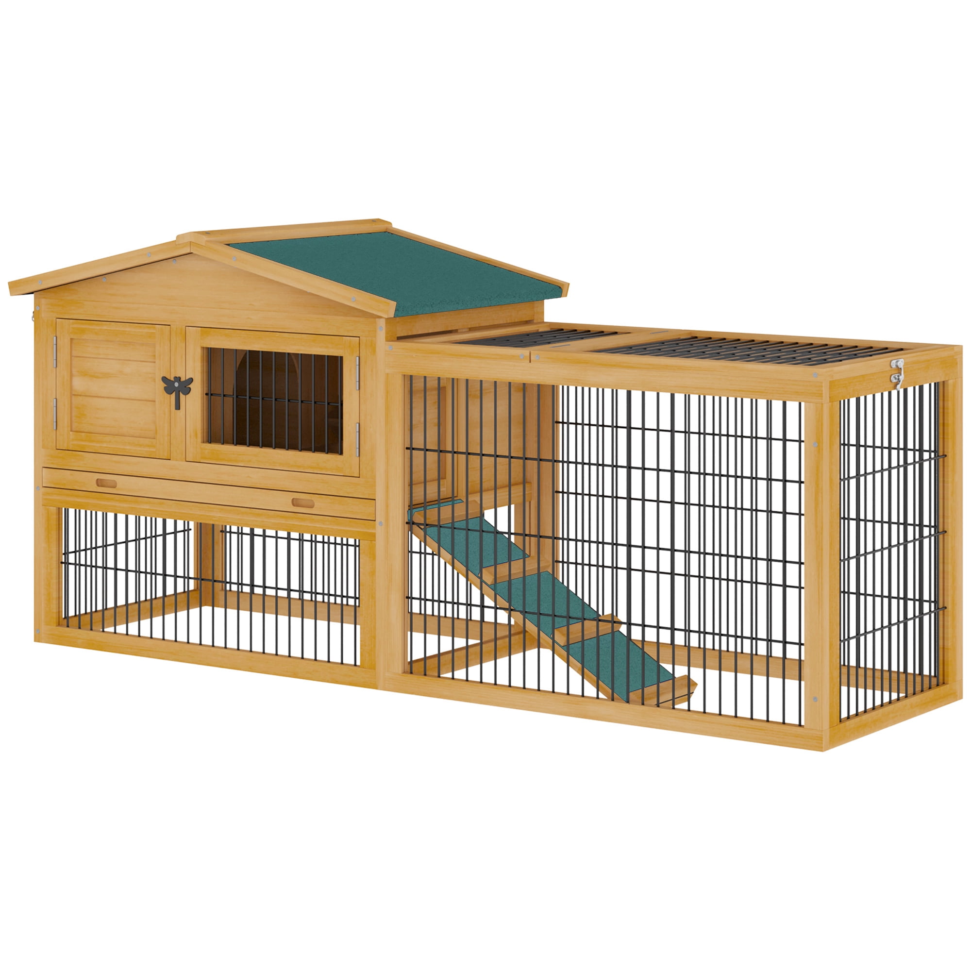 GREOKL Rabbit Hutch Indoor&Outdoor Wooden Rabbit House Small Animal ...