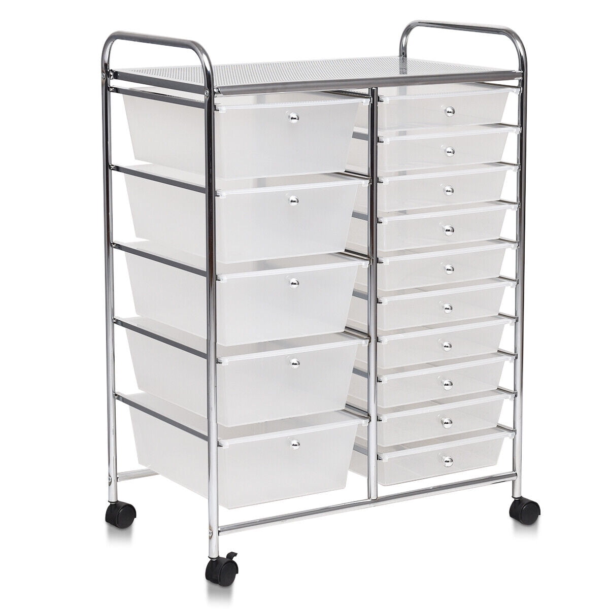 GREOKL Storage Drawer Carts W/15-Drawer,Rolling Wheels Semi-Transparent ...