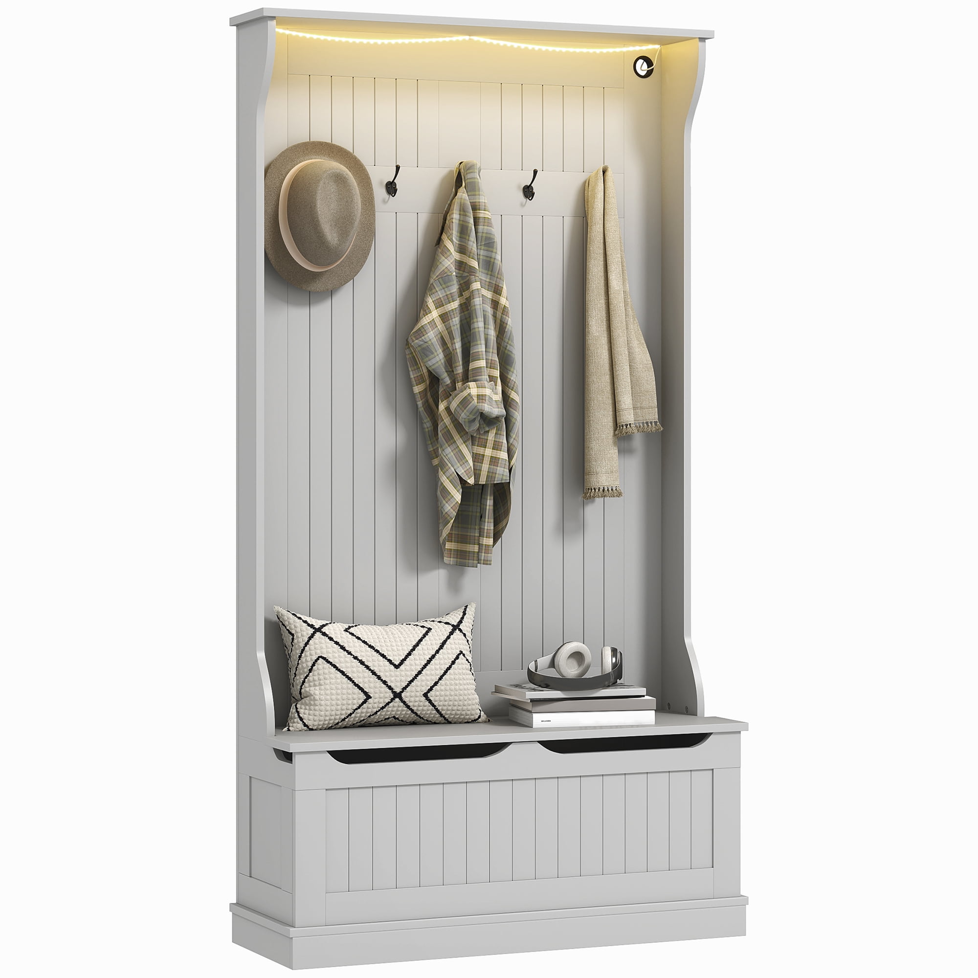 GREOKL Transform Your Entrance with 3 - In - 1 Hall Tree LED - Lit ...