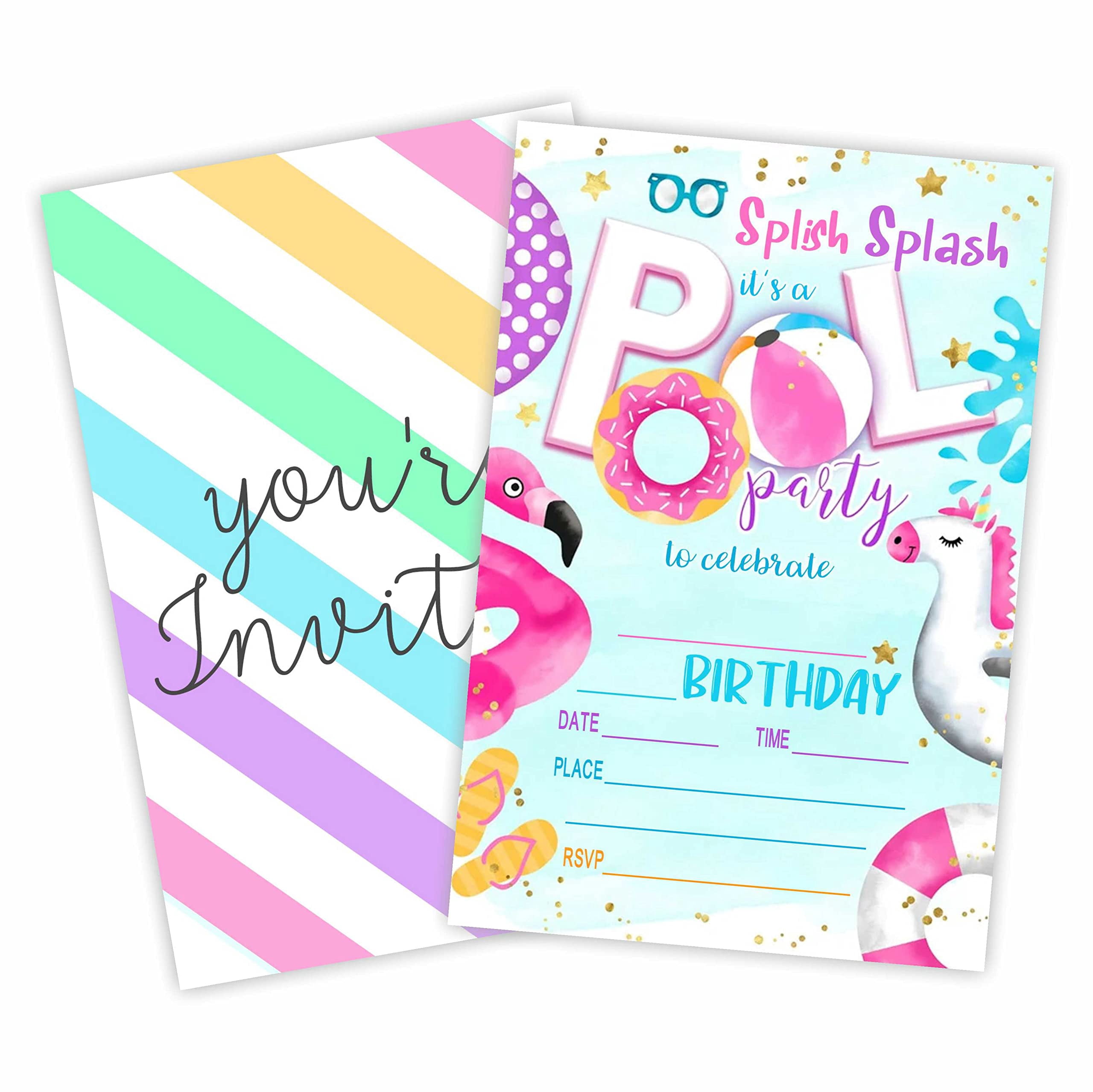 GREOXG Swimming Pool Party Invitation, 20 Count, 4 x 6 Inches ...