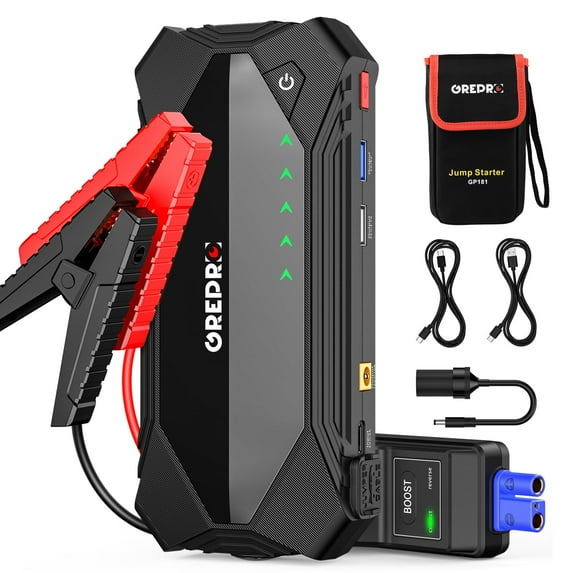 GREPRO Jump Starter (10L Gas & 8.0L Diesel Engines), 3000A Car Battery ...