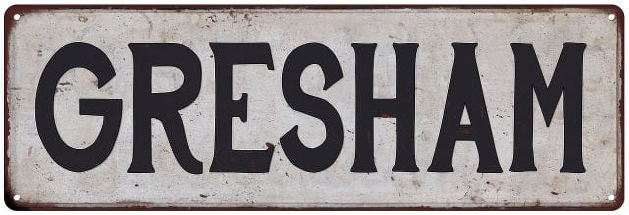 GRESHAM Vintage Look Rustic Metal 6x18 Sign City State 206180041115 ...