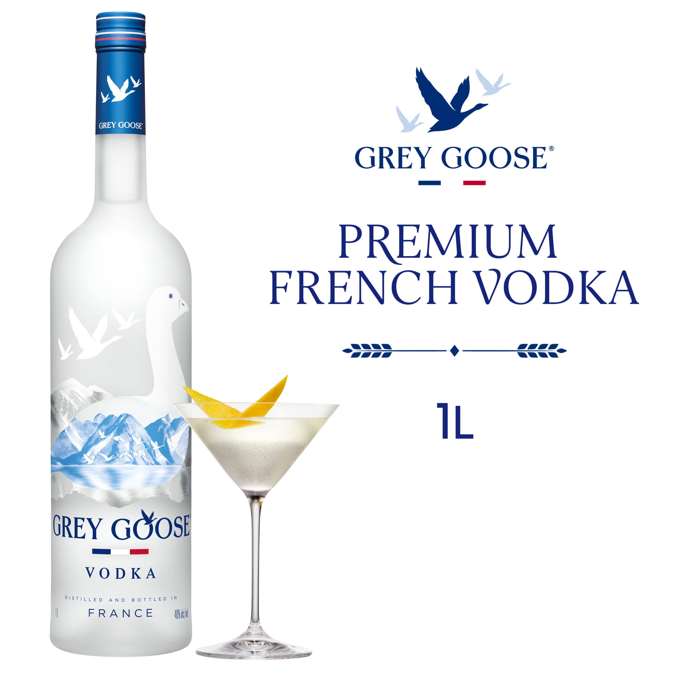 GREY GOOSE Vodka, 1 L Bottle, ABV 40% - Walmart.com