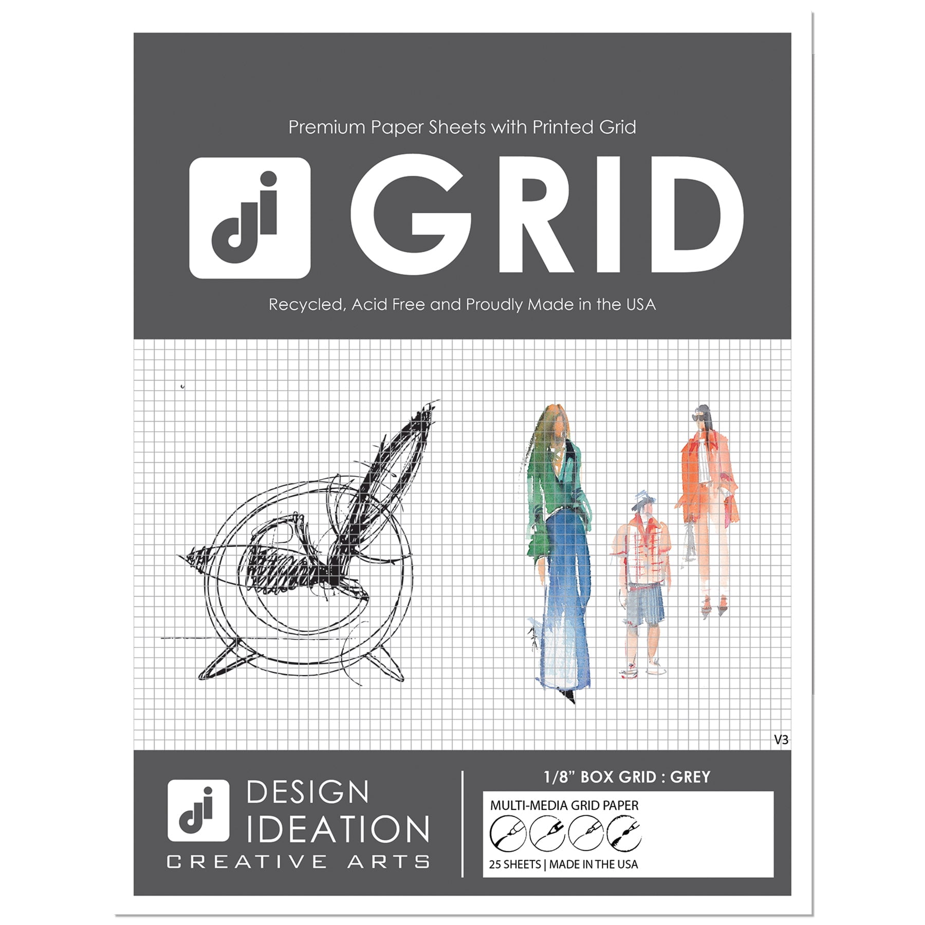 GREY Grid Paper : Multi-media grid paper for pencil, ink, marker and ...