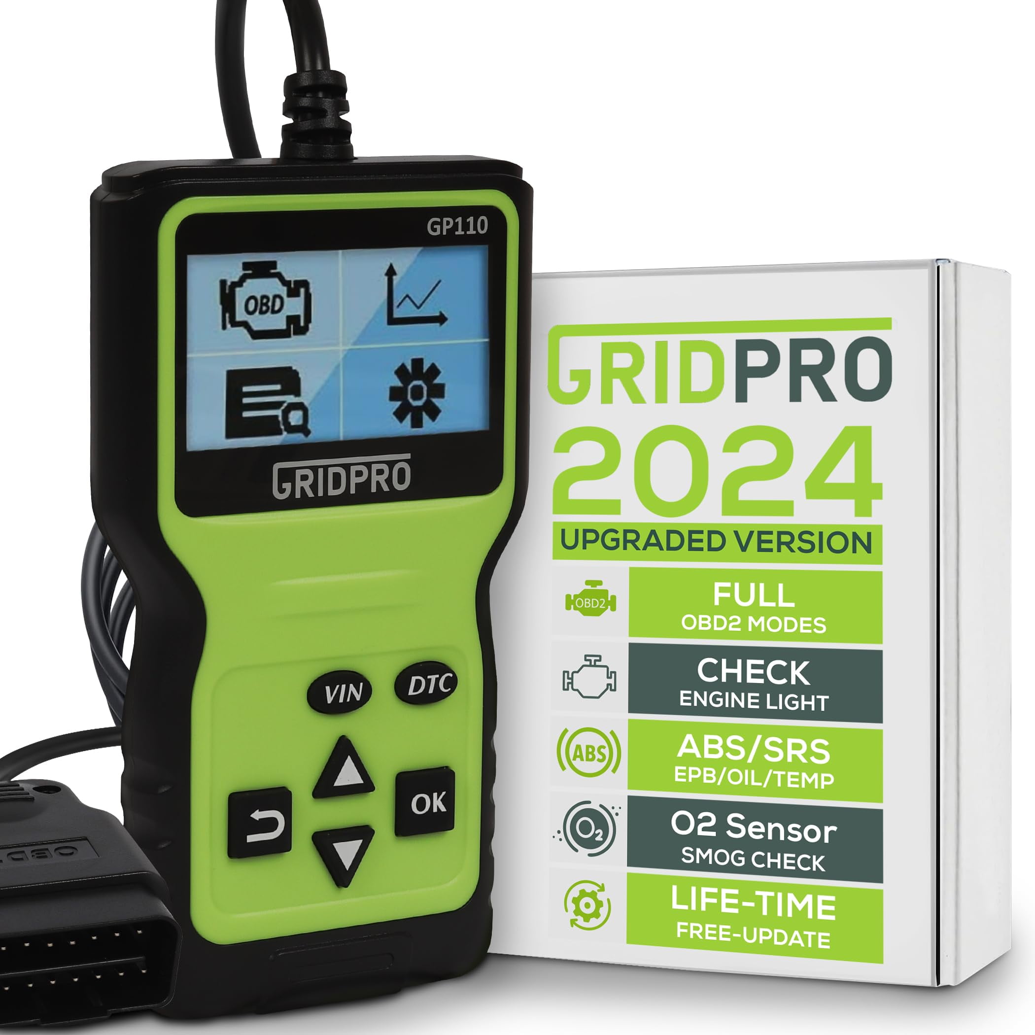 GRIDPRO GP110 OBD2 car Scanner Code Reader Clear Engine Light Diagnostic Tool CAN Bus for All ...