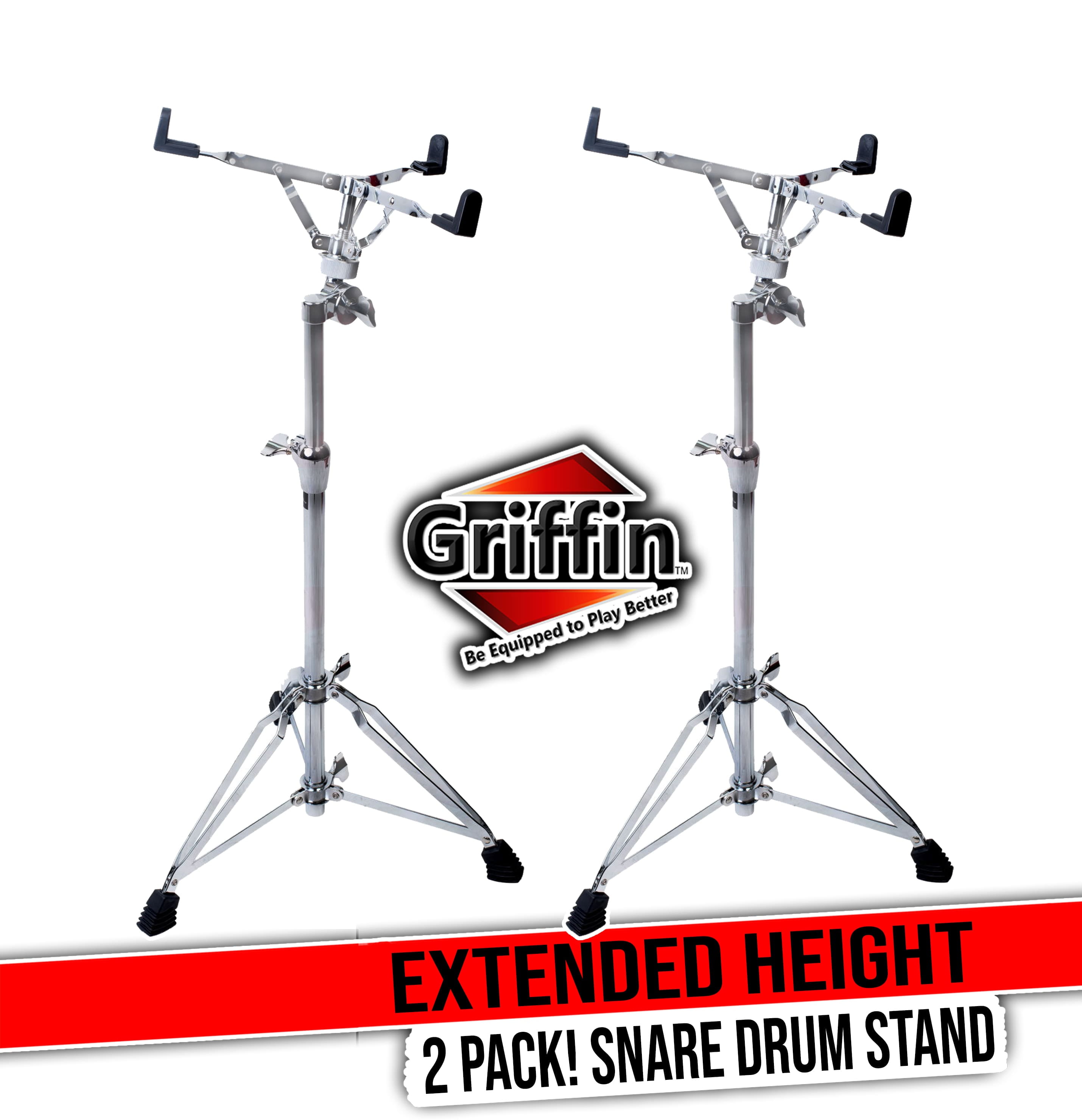GRIFFIN Concert Stand-Up Snare Drum Stands (2-Pack) | Tall Adjustable ...