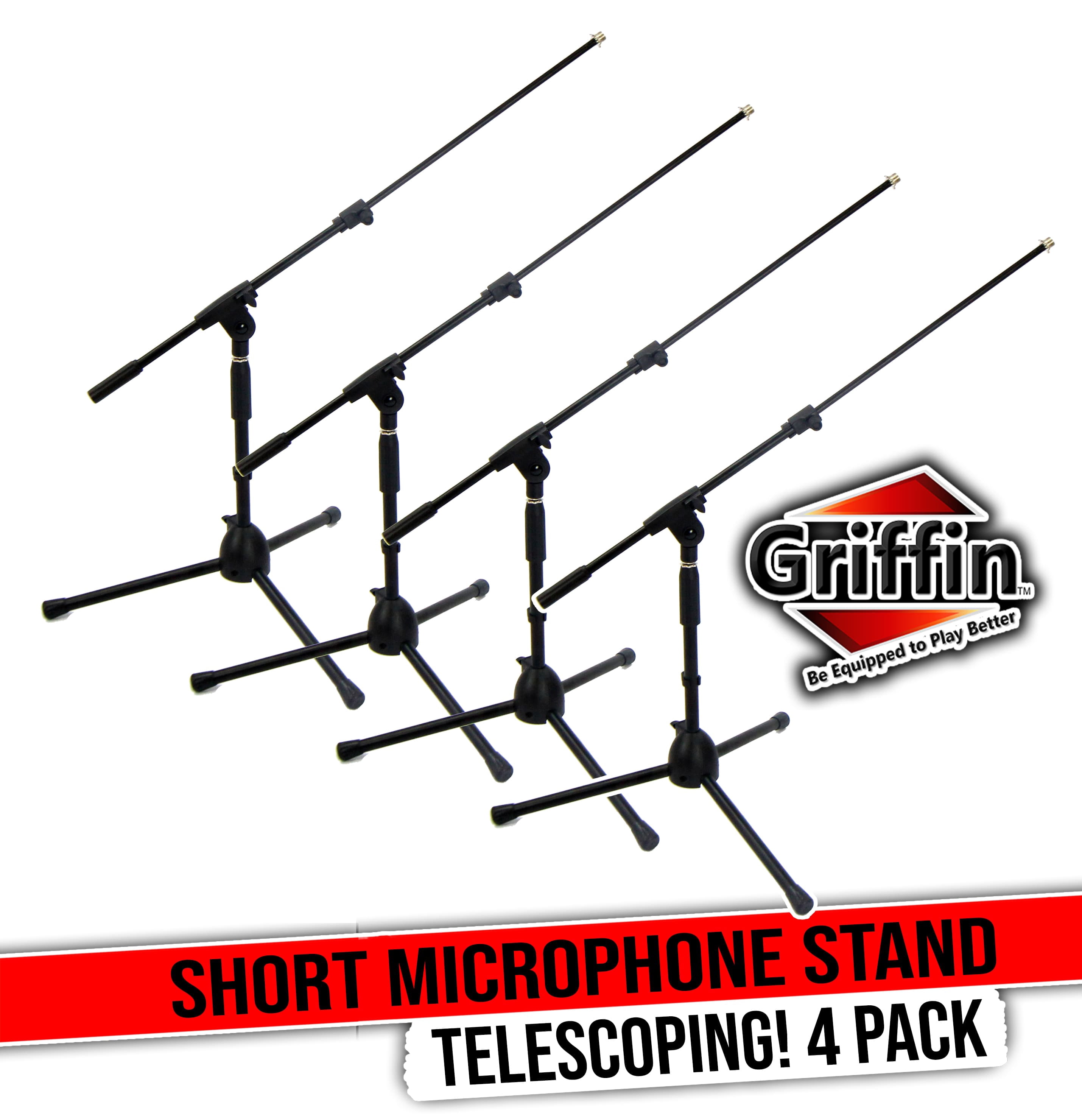 GRIFFIN Low-Profile Microphone Stand (4 PACK) | Short Tripod Mic Stand ...