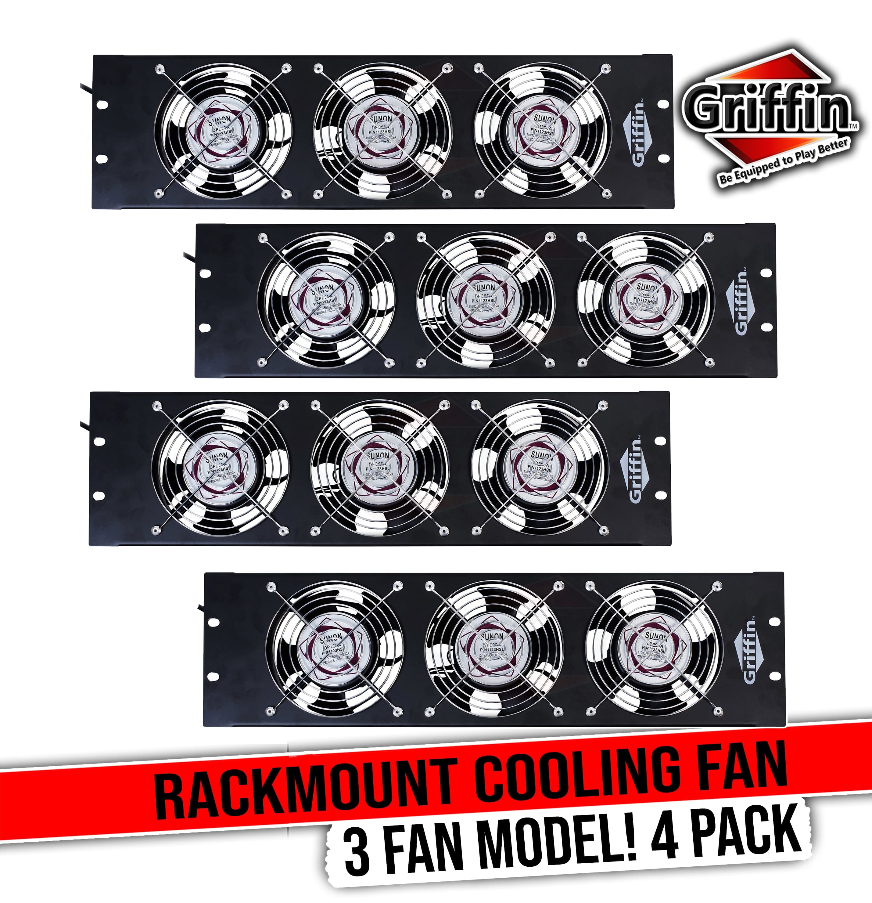 GRIFFIN Rackmount Exhaust Fan (4 PACK)| 3U Ultra-Quiet Triple Cooling ...