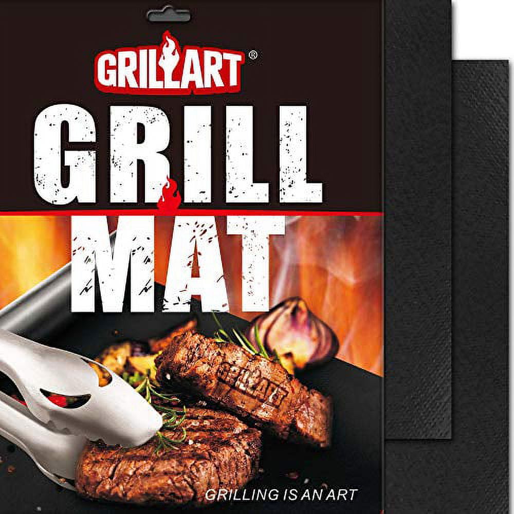 GRILLART BBQ Grill Mat - 100% Non-Stick 600 Degree Heavy Duty Mats (Set ...