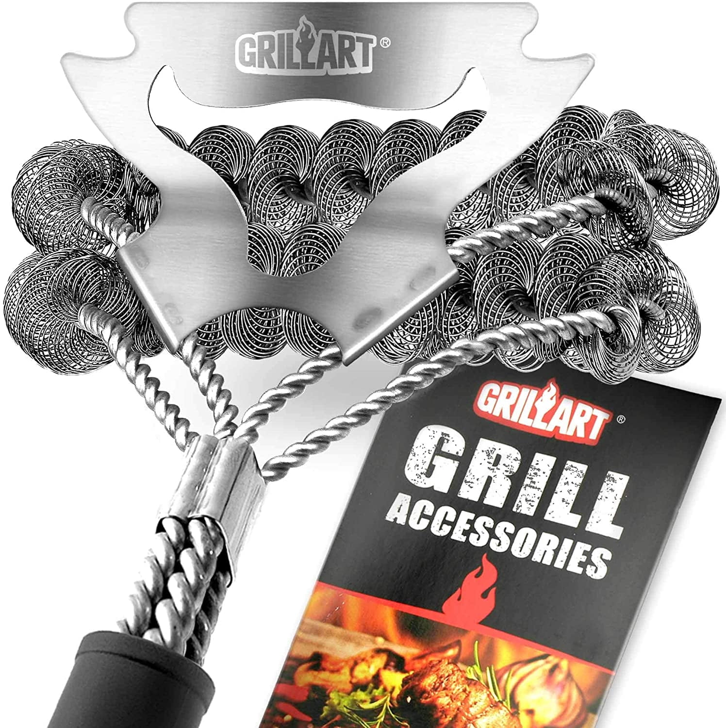 GRILLART Stainless Steel Grill Cleaning Brush with Wide Hollowed-Out ...