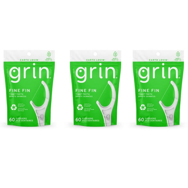 GRIN | Dental Floss HP29 |3 Packs of 60 (Fine Fin Tight Teeth ...