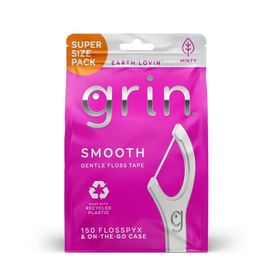 GRIN Smooth Flosspyx, Gentle Floss Picks, 150 Count, Dental Flossers ...