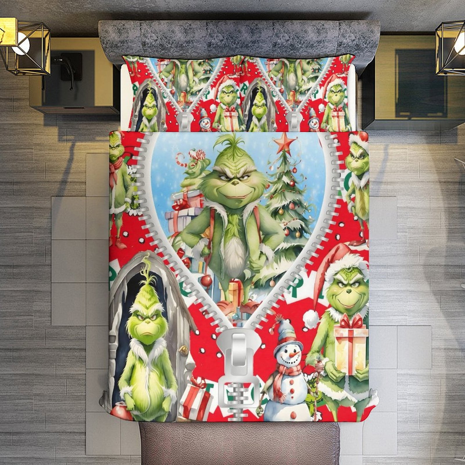 GRINCH Bedding Duvet Cover Queen Size for Kids and Adults-Bed Sheets ...