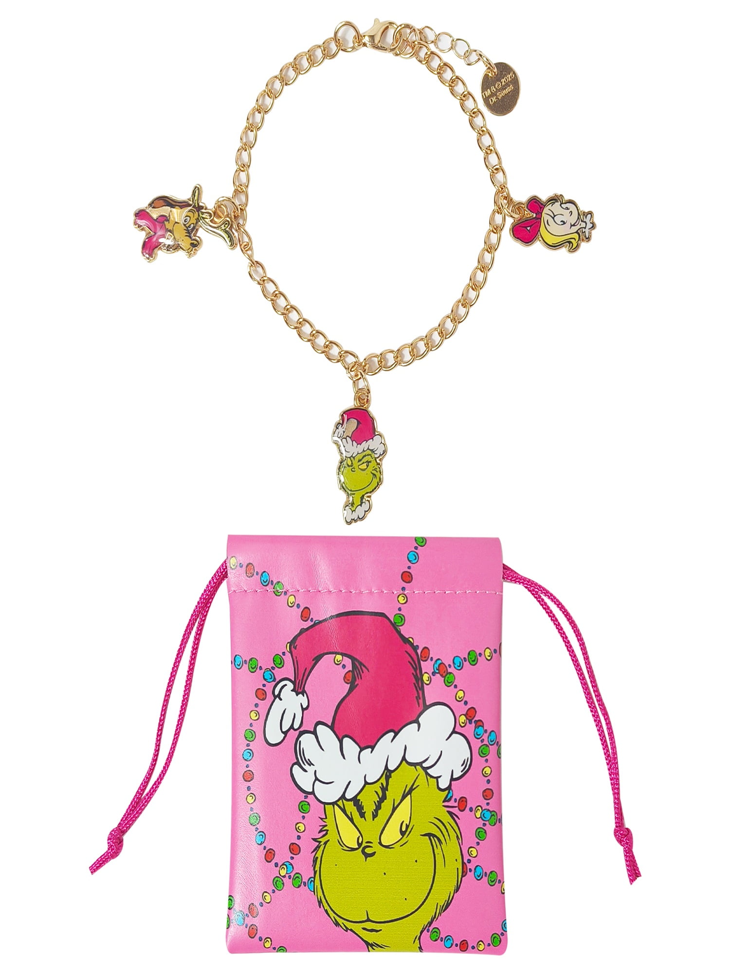 Dr Suess Grinch Charm Bracelet with Drawstring Pouch, Ages 3+ - Walmart.com
