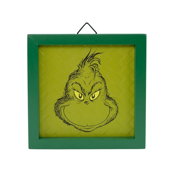 Dr. Seuss The Grinch 6.5-Inch Green Frame Whimsical Holiday Décor Sign ...