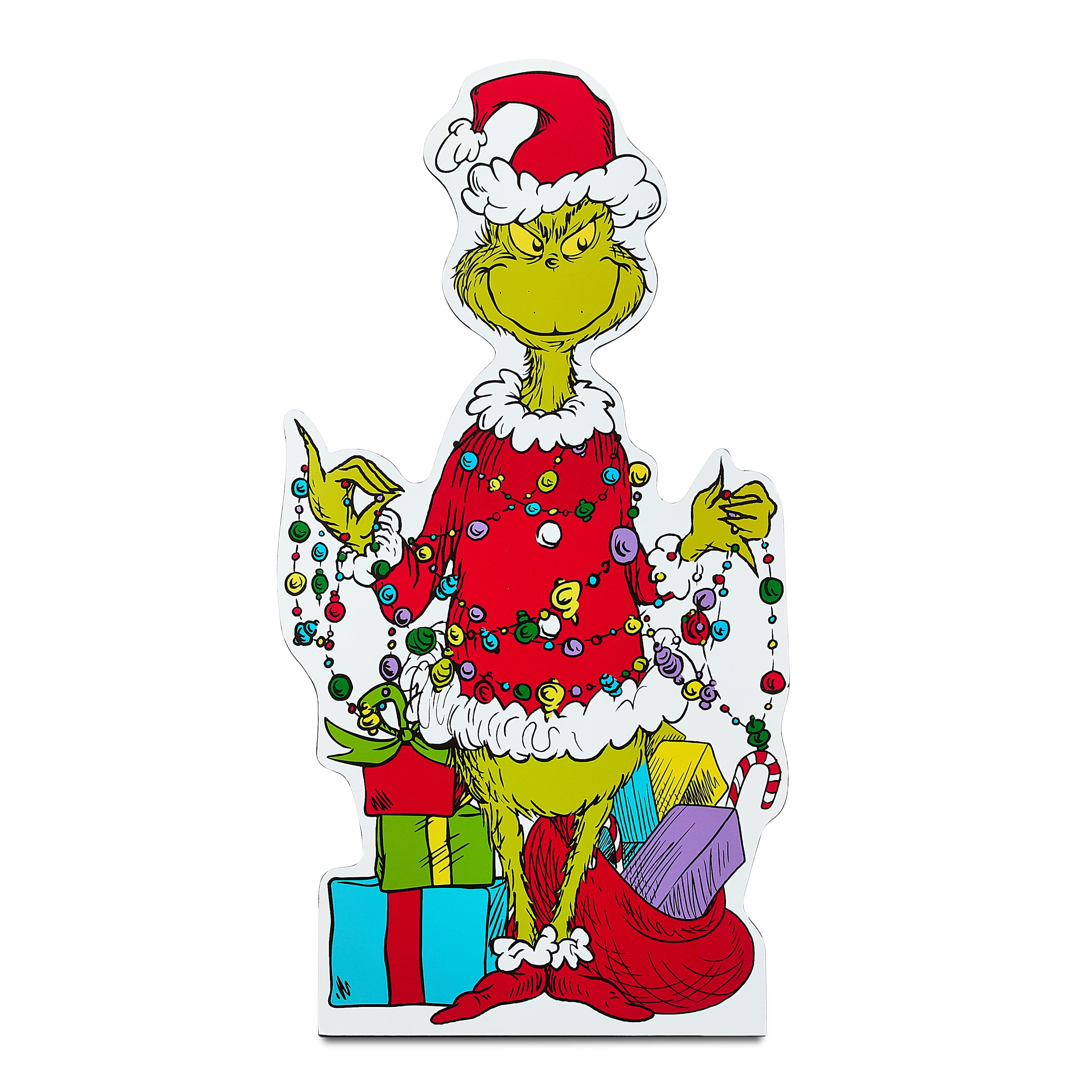 Grinch 28 Inch MDF Greeter Multicolor by Ruz - Festive Outdoor Decor ...