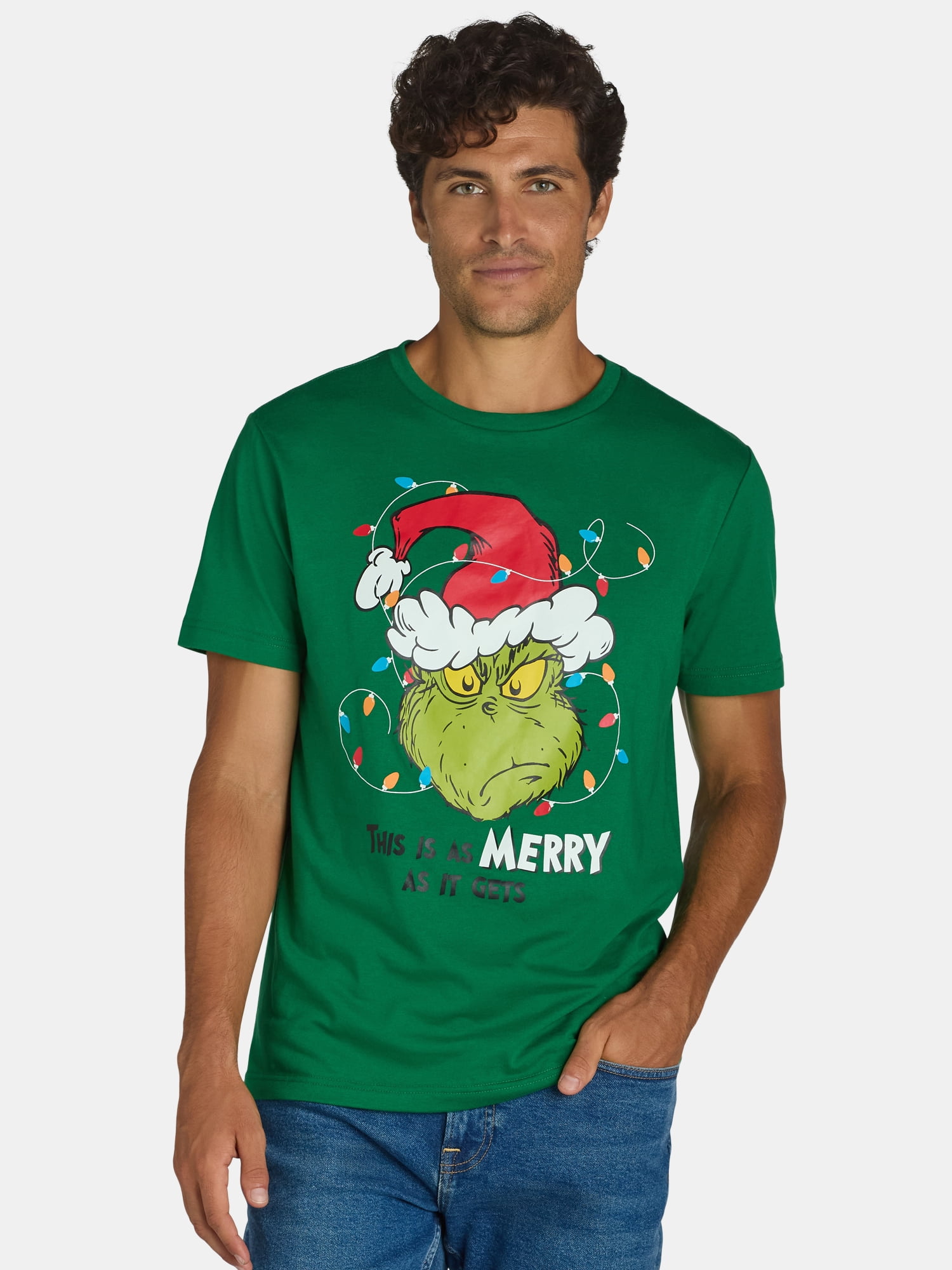 Dr. Seuss Men's & Big Men's Merry Grinch Graphic Tee Shirt, Sizes XS ...