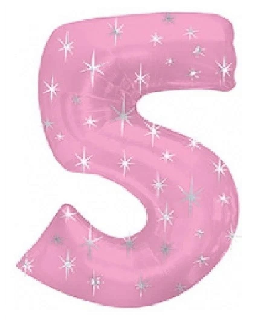 GRIND- (1) Number Five 5Th #5 Fifth 38" Pink Stars Girl Birthday Party ...