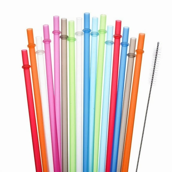GRIND- 12Pcs Random Color Drinking Straw, Reusable Plastic Straw ...