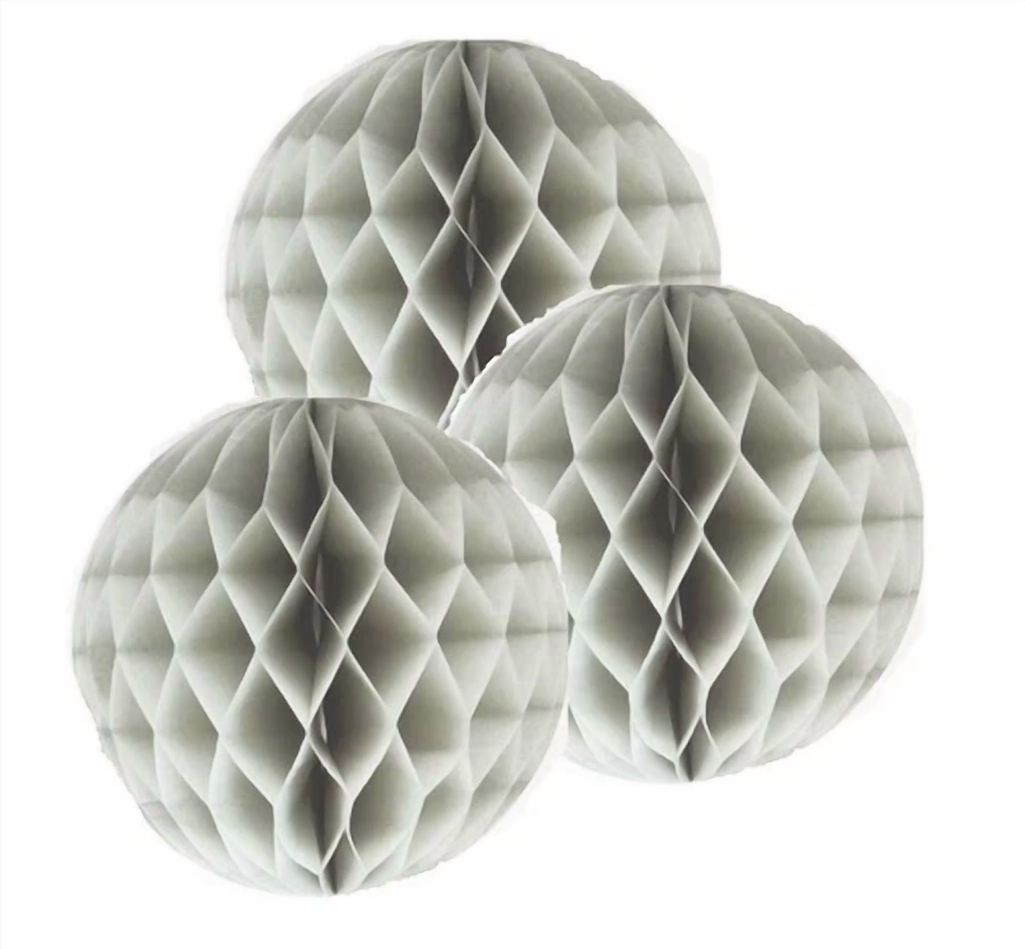 GRIND- 3Xlight Gray 8" Honeycomb Round Tissue Paper Lantern Balls Pom ...