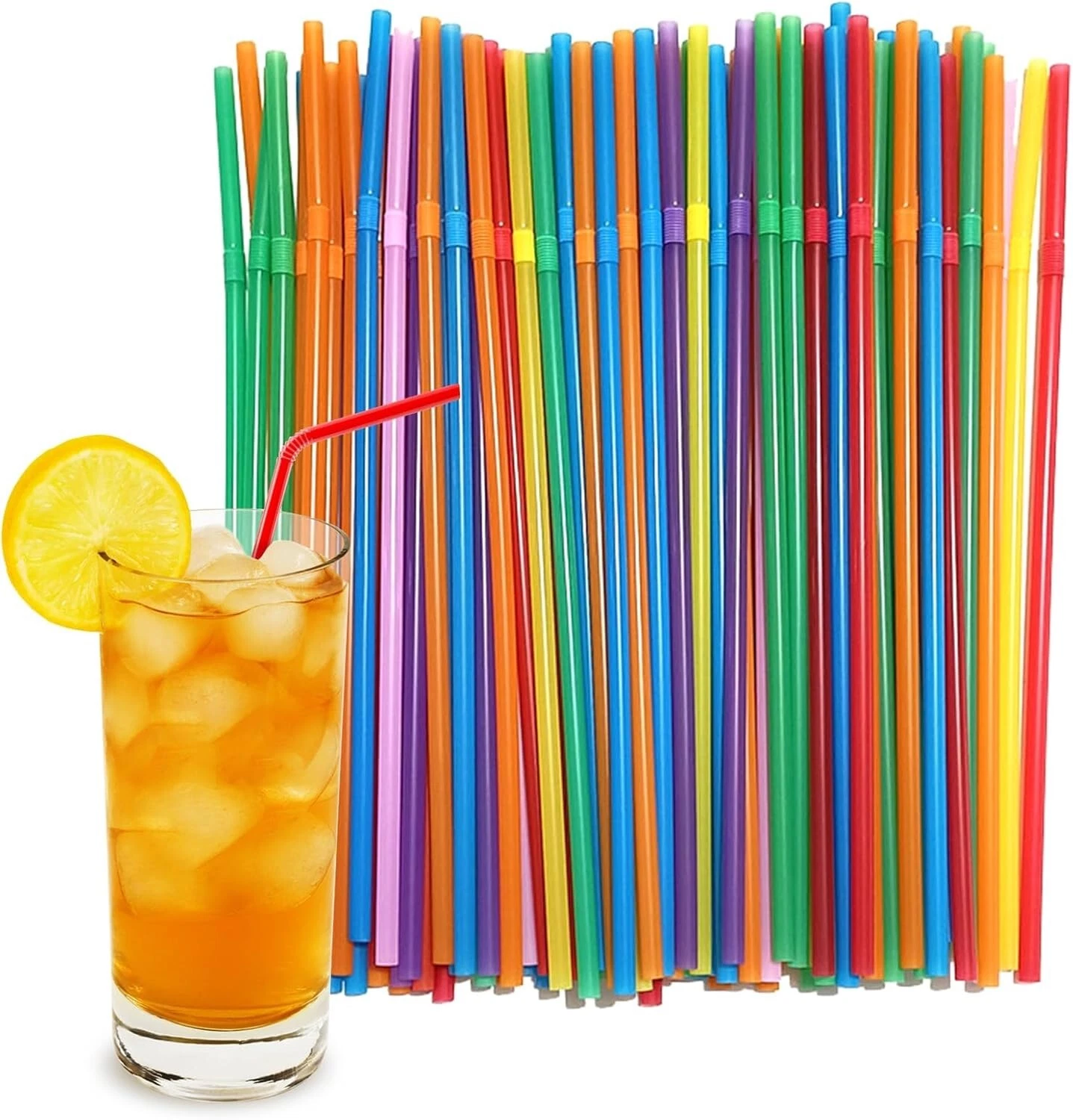 GRIND- 600 Ct Drinking Straws Bendable Flexible Plastic Bendy Straw ...