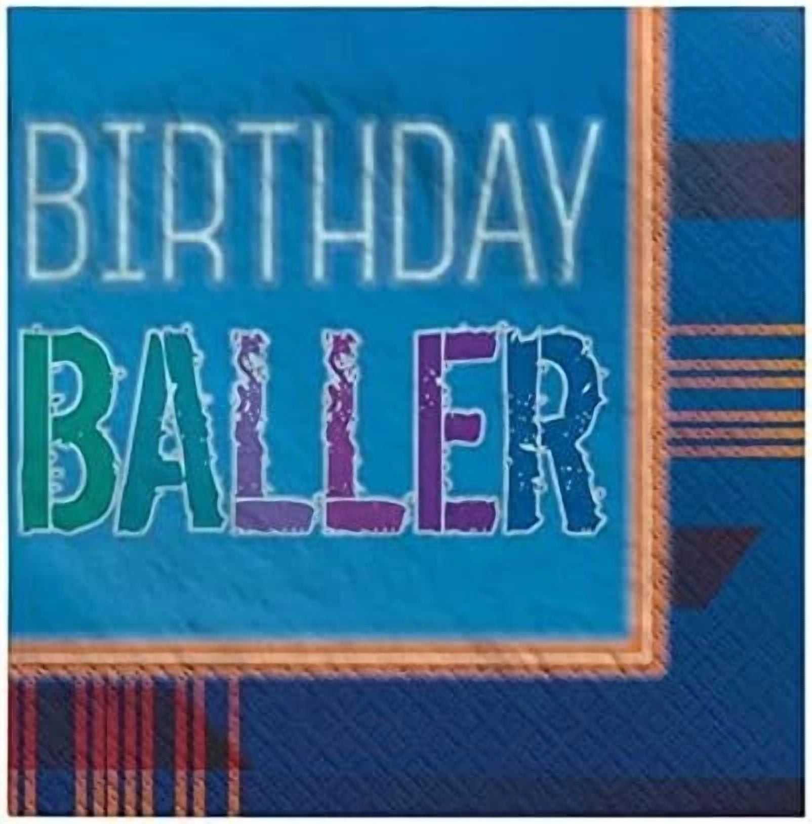 GRIND- Birthday Baller Blue Athlete All Star Kids Sports Party Paper ...