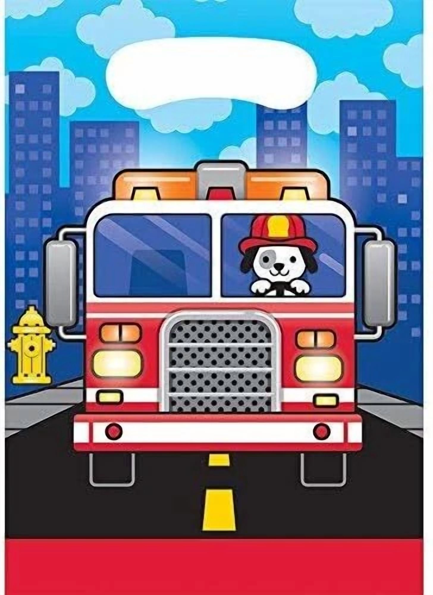 GRIND- Flaming Fire Truck Firefighter Kids Birthday Party Favor Sacks ...
