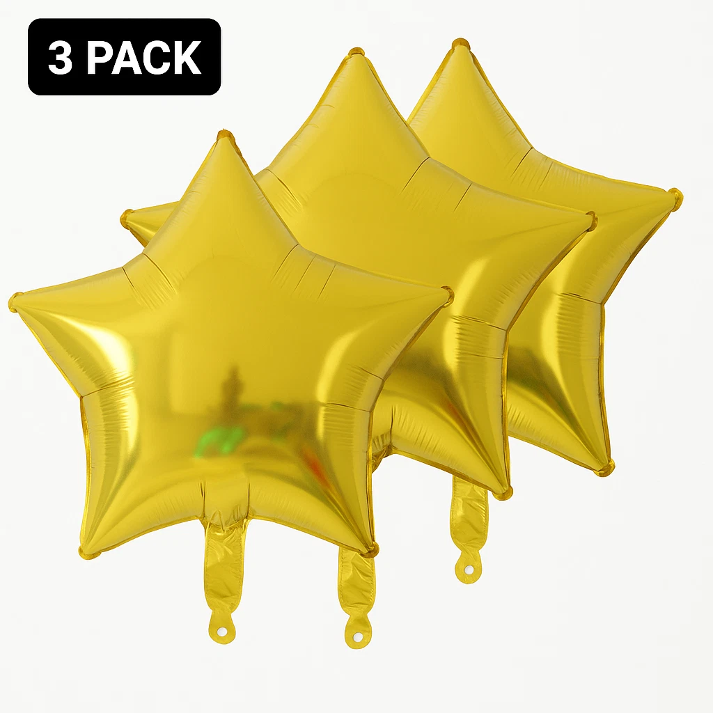 GRIND- Gold Star Foil Balloons 3 Pack Party Decor Balloons - Walmart.com