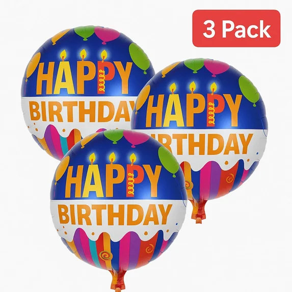 GRIND- Happy Birthday Party Balloons 3 Pack Foil Balloons Multicolor Balloons - Walmart.com