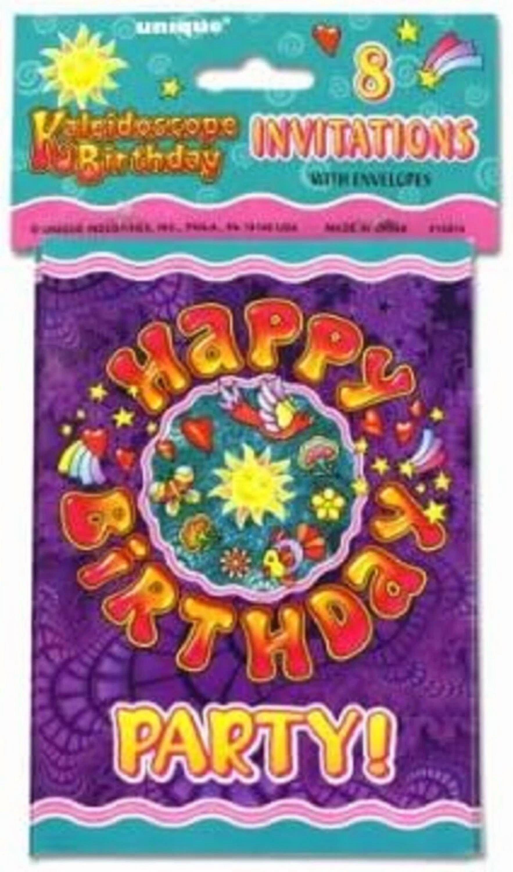 GRIND- Kaleidoscope 60'S Hippie Groovy Retro Birthday Party Invitations ...