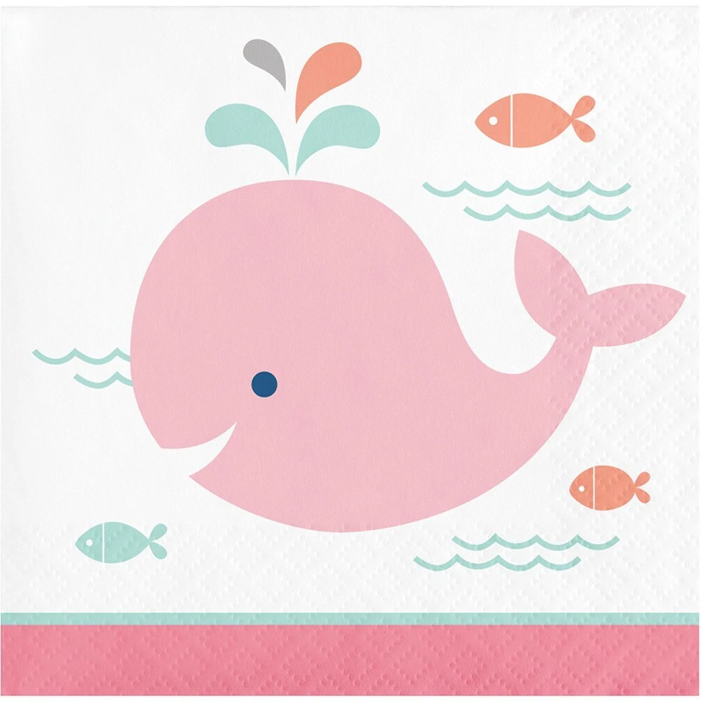 GRIND- Lil Spout Pink Whale Animal Ocean Cute Baby Shower Party Paper ...