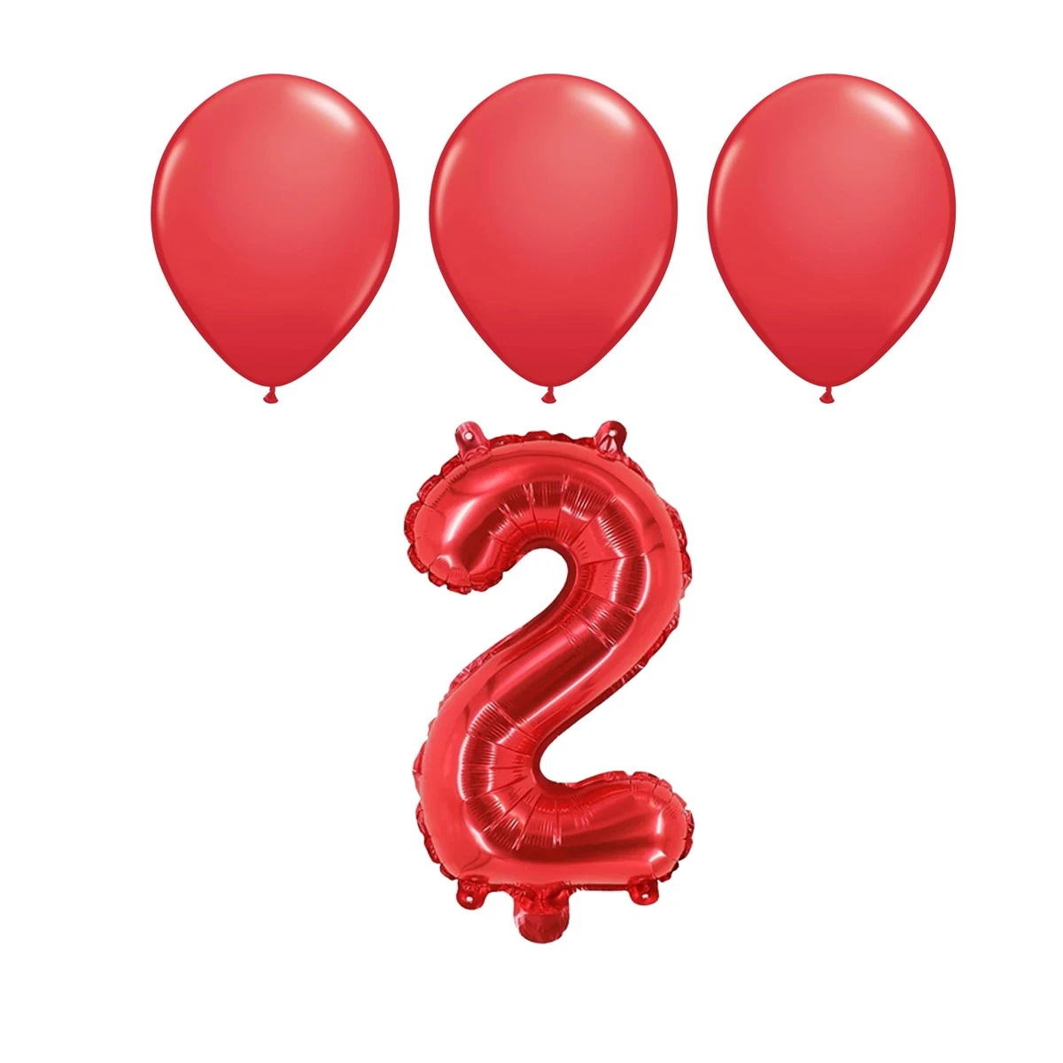 GRIND- Number Two 2 Red Balloon 32 Inch Foil Mylar Birthday 3 Red Latex ...
