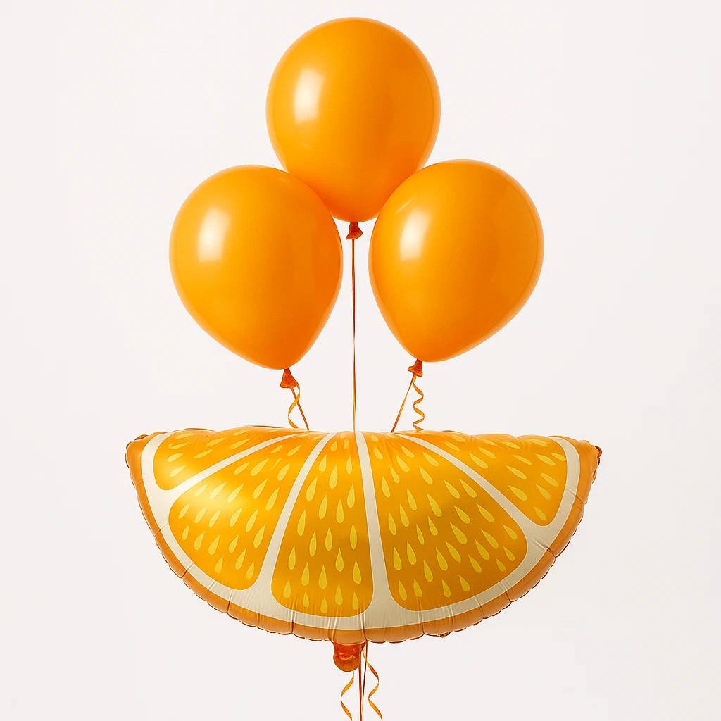 GRIND- Orange Fruit Balloon Bouquet Party Decorations 4-Piece Set ...
