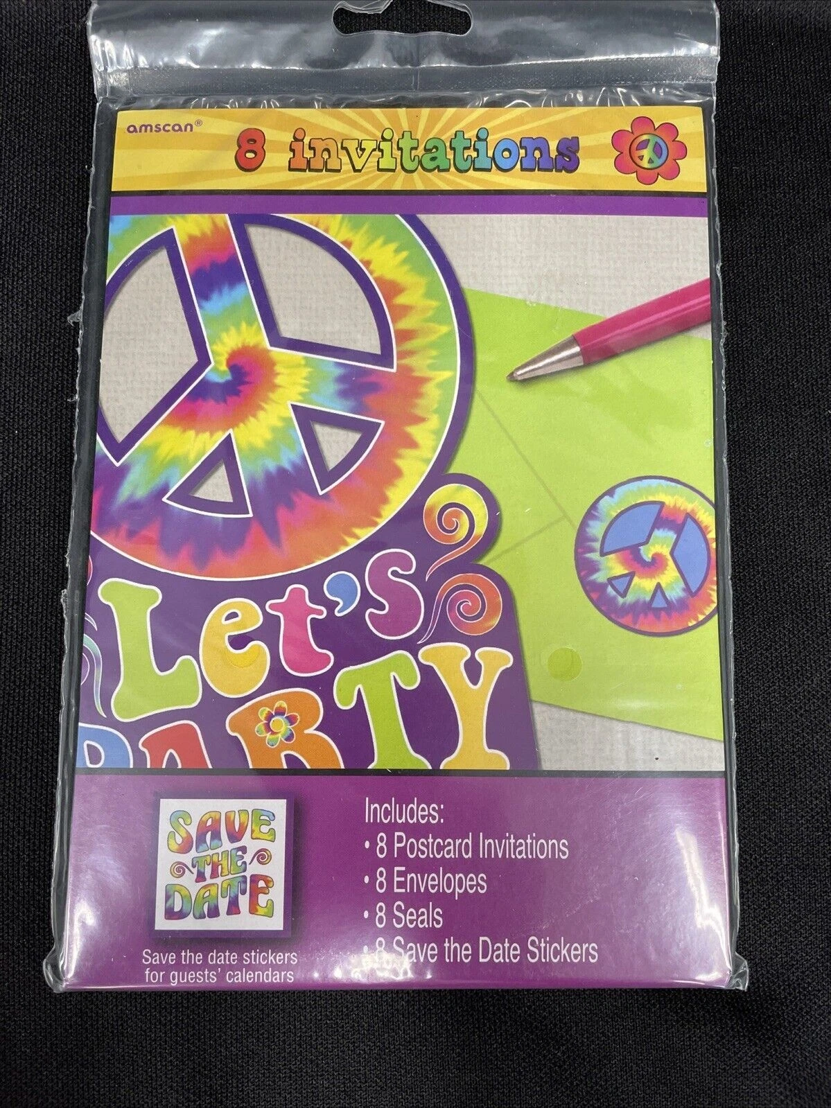 GRIND- Peace Sign Lets Party Invitations - 8 Invites W/ Envelopes Seals ...