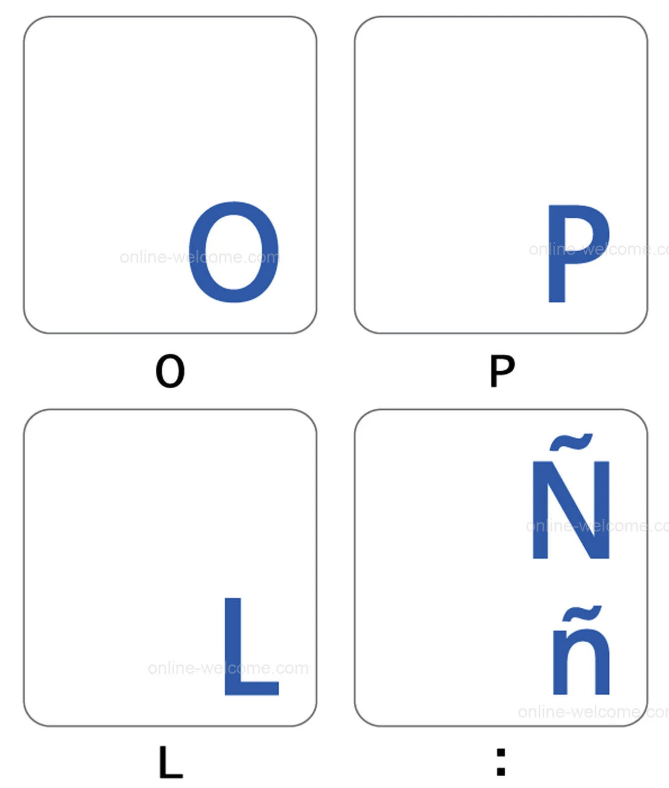 GRIND- Spanish Latin American Keyboard Sticker Blue Letters - Walmart.com
