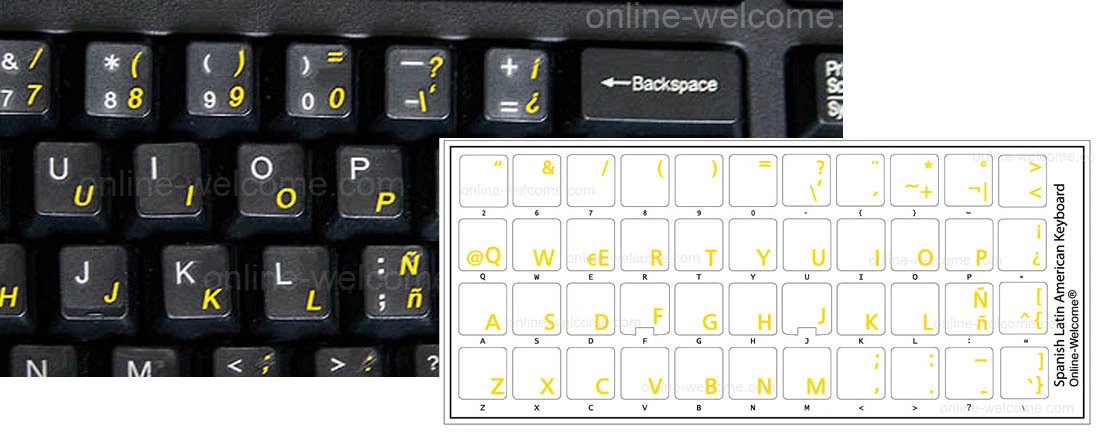 GRIND- Spanish Latin American Keyboard Sticker Transparent Yellow ...