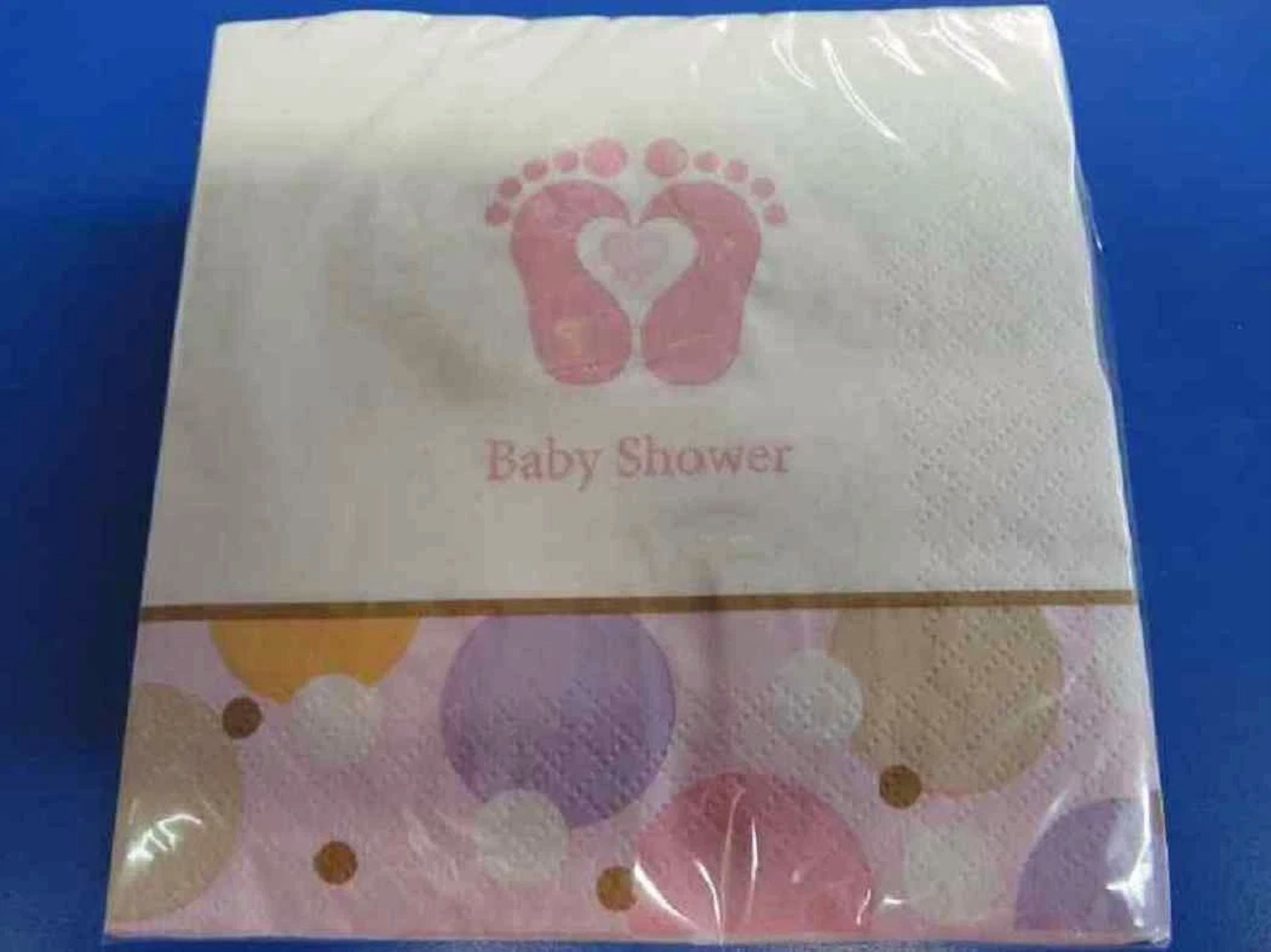 GRIND- Tiny Toes Pink Footprints Dots Cute Baby Shower Party Paper ...