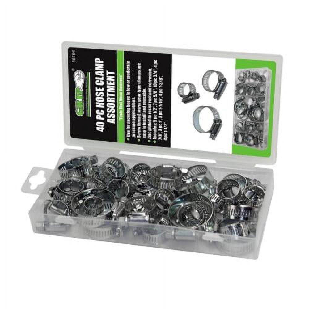 GRIP 40pc Hose Clamp Assorted Sizes Adjustable Radiator Heater Worm ...