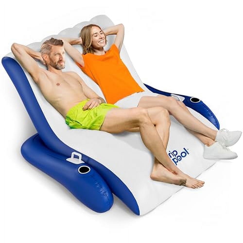 GRIP A POOL Inflatable 1-2 Person Pool Float Adults, Recliner Lounge For Pool, Lake, River ...