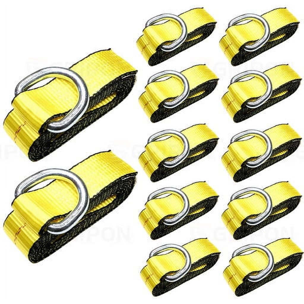 GRIPON (Pack of 12) 2" X 12ft Feet Lasso Strap with D Ring Auto Tie ...