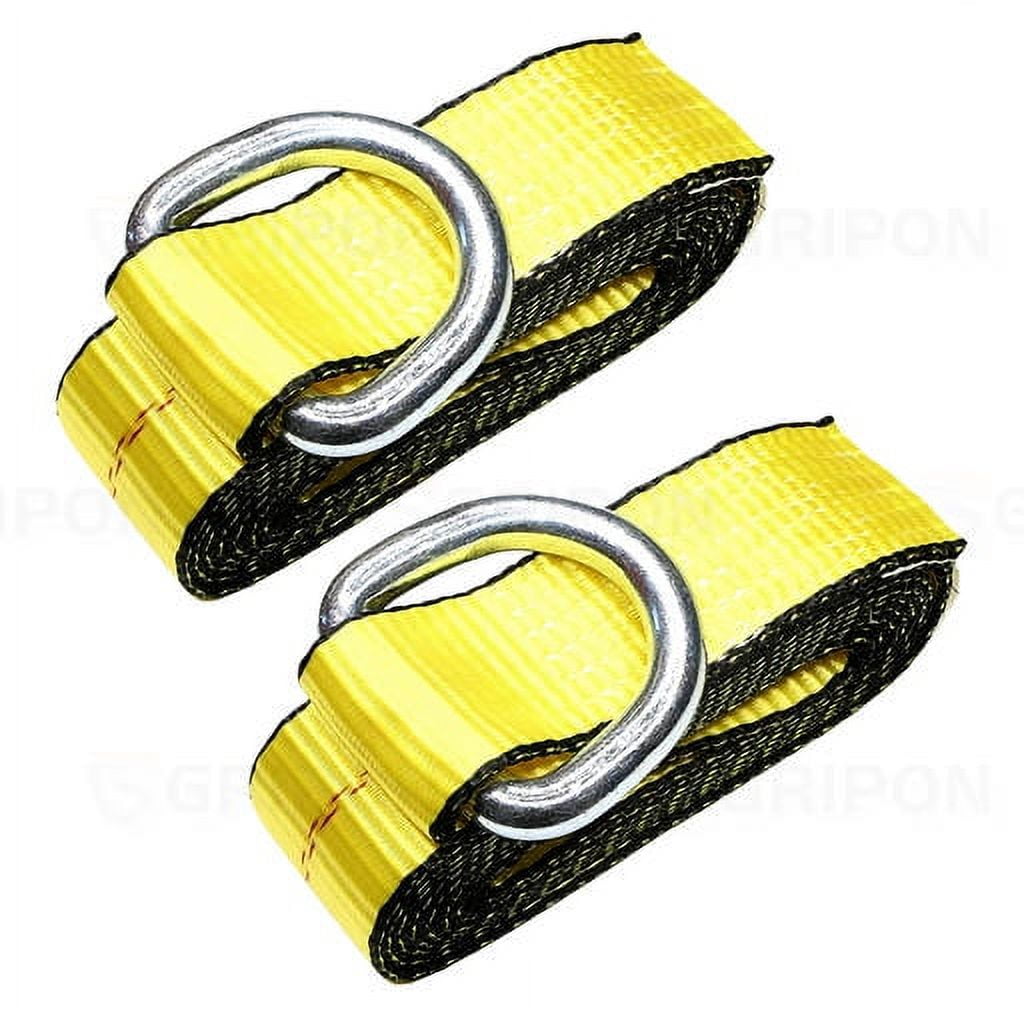 GRIPON (Pack of 2) 2" X 12ft Feet Lasso Strap with D Ring Auto Tie Down ...