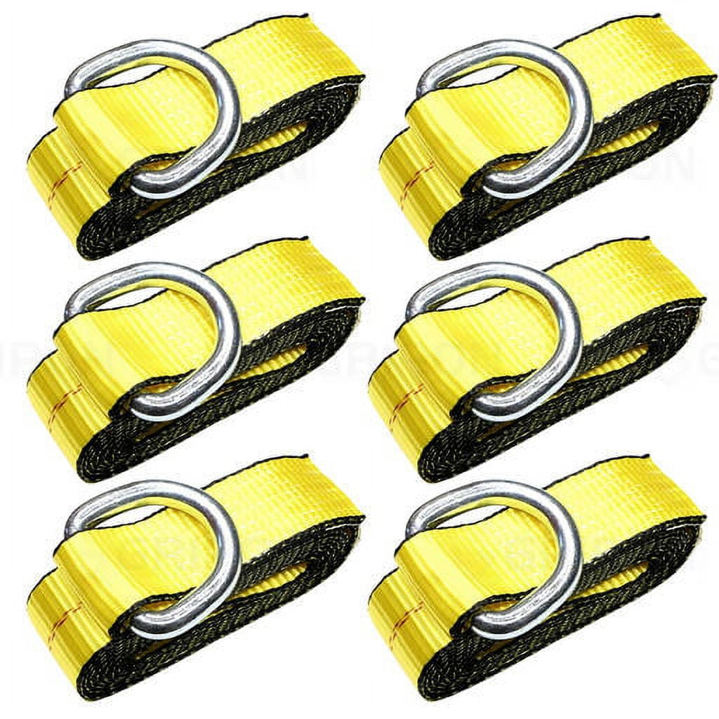 GRIPON (Pack of 6) 2" X 12ft Feet Lasso Strap with D Ring Auto Tie Down ...
