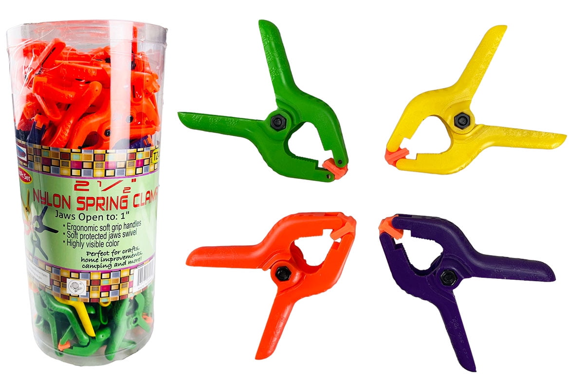 GRIPPICLAMP 100-Piece Multi-Colored Spring Clamps | 2.5" with Pivoting ...