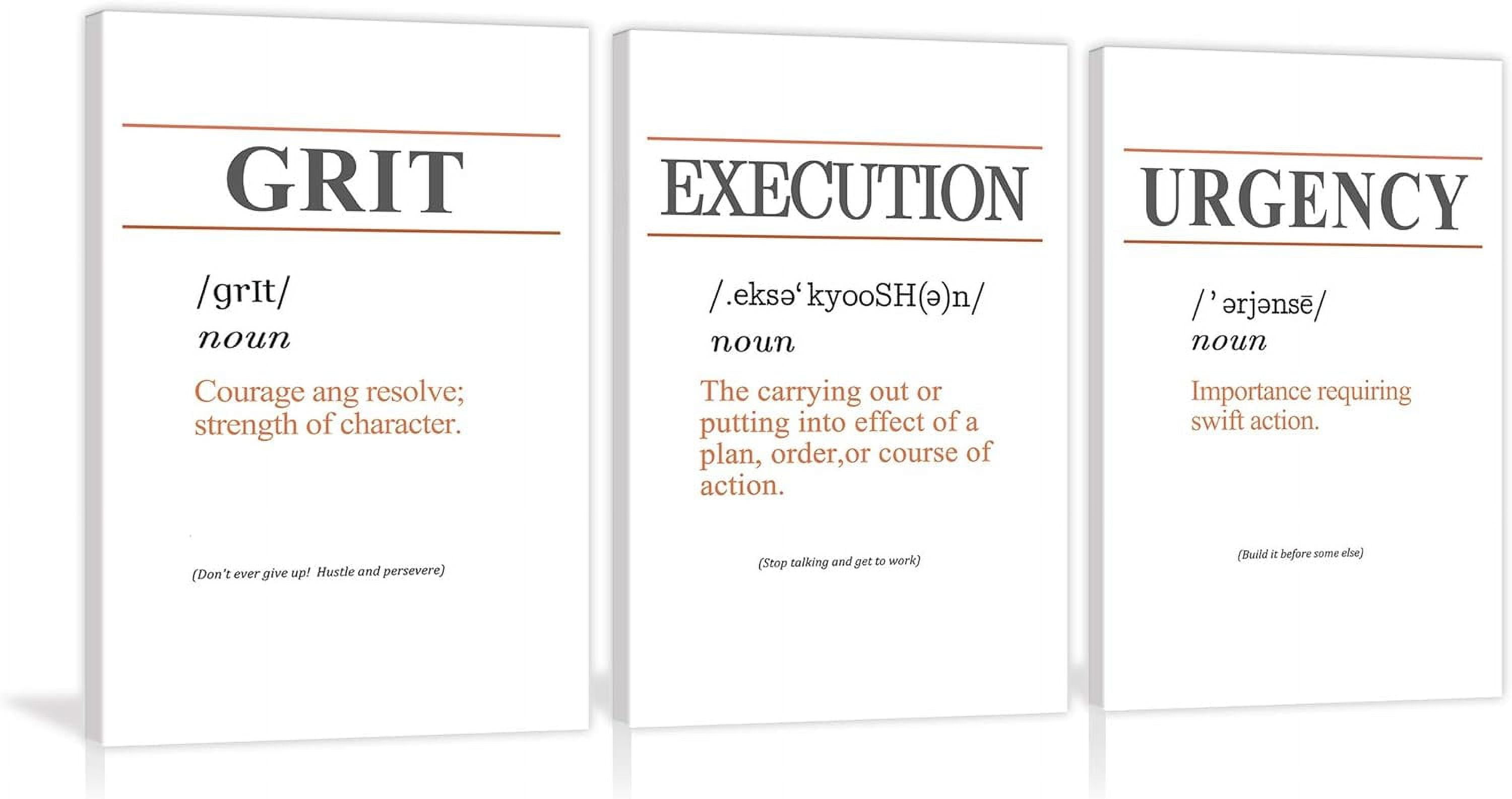 GRIT Execution Urgency Quotes Inspirational Wall Art Canvas Prints ...
