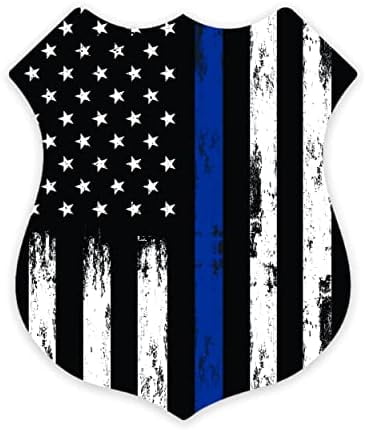 GRITKULTURE Thin Blue Line Police Badge Decals 4 Inch X 3.6 Inch Window ...