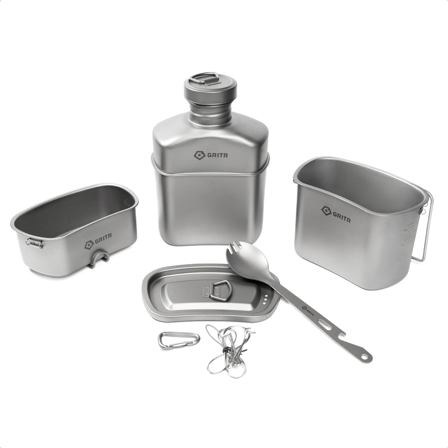 Free Shipping! GRITR Titanium Canteen Mess Kit, Camping Open Fire ...