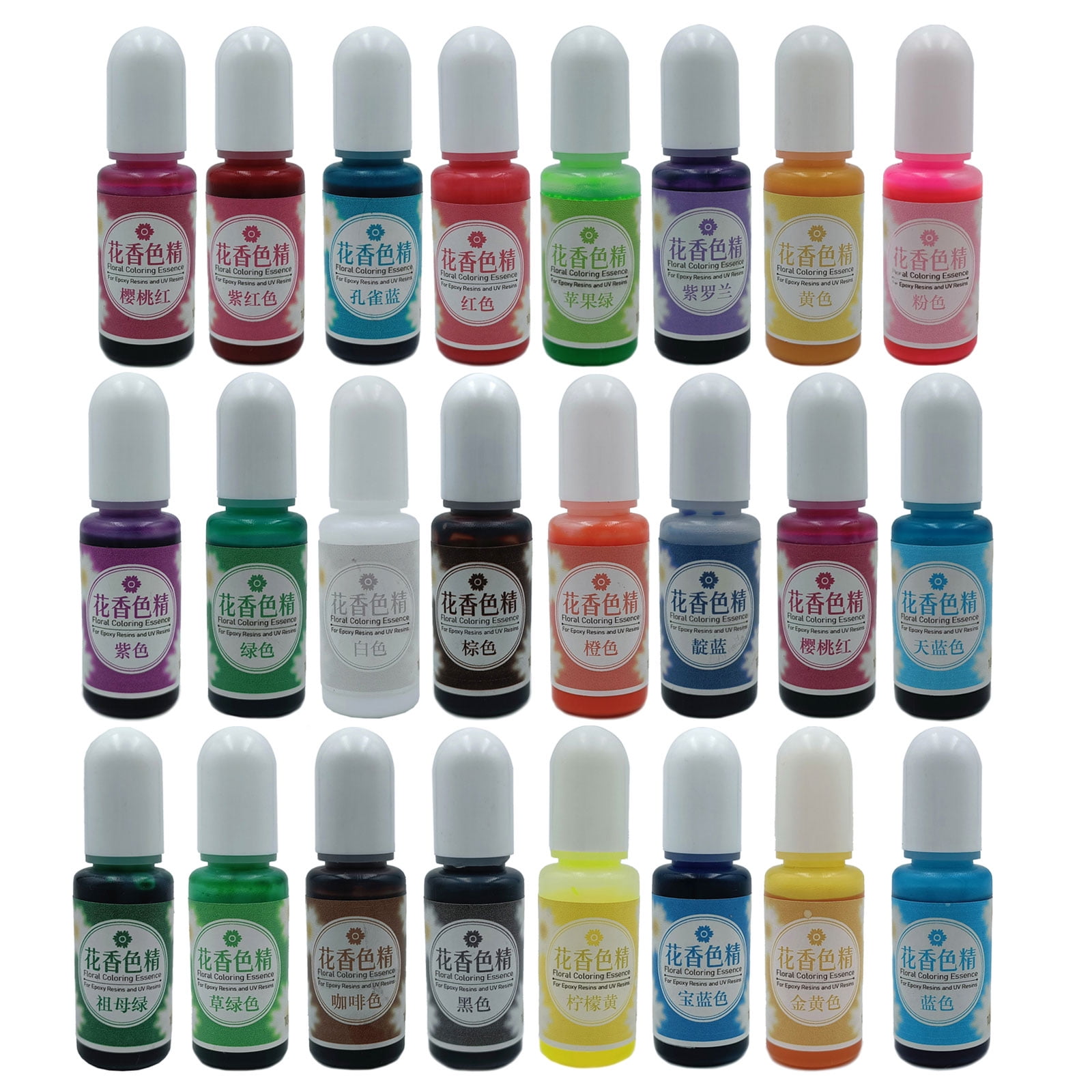 GRJIRAC Epoxy Resin Pigment 24 Colors Transparent Non-Toxic UV Epoxy ...